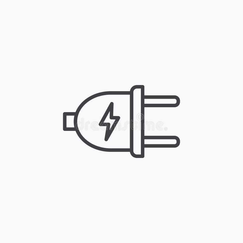 Electric Plugline in Thin Line Black Color. Flat Simple Vector Symbols ...