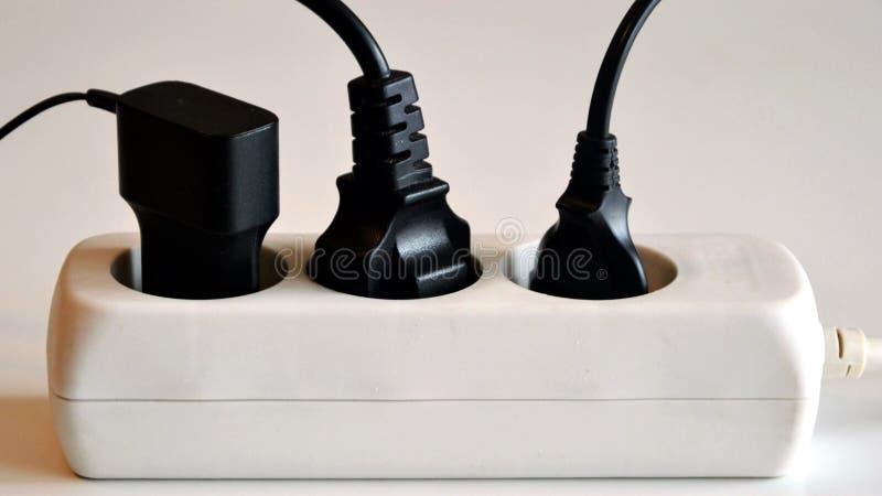 Electric Plugs with Multi-socket Power Strip Stock Image - Image of ...