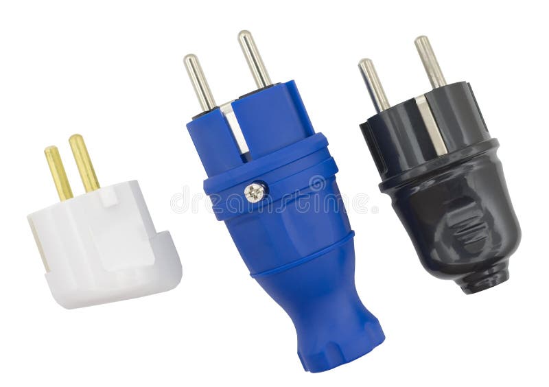 Electric plugs on white stock image. Image of electricity - 148551013