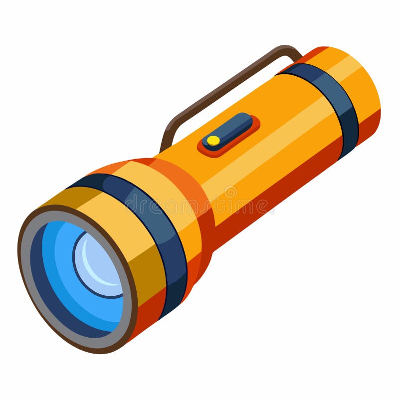 Electric Pocket Flashlight Isolated on White Background Stock Vector ...