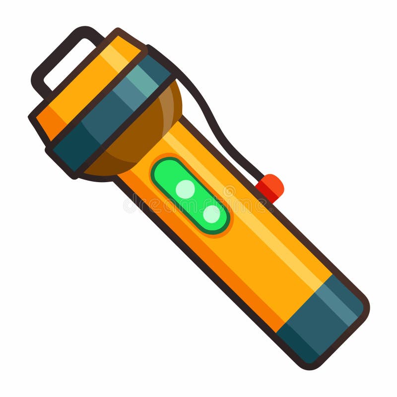 Electric Pocket Flashlight Isolated on White Background Stock Vector ...