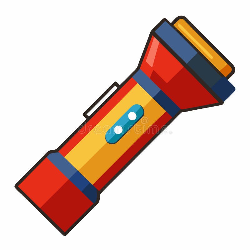 Electric Pocket Flashlight Isolated on White Background Stock Vector ...