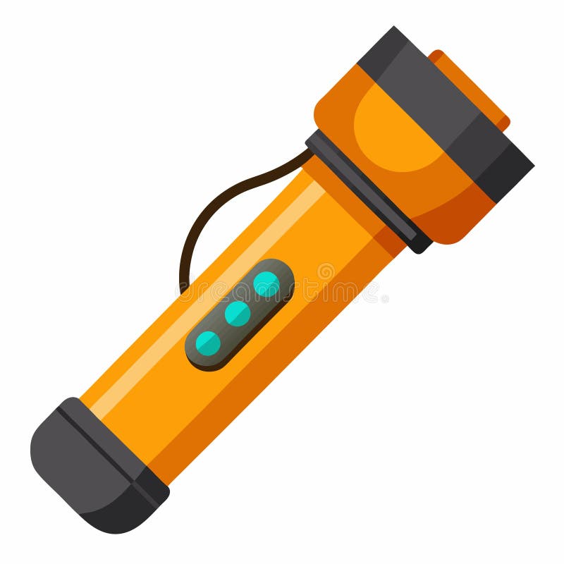 Electric Pocket Flashlight Isolated on White Background Stock Vector ...