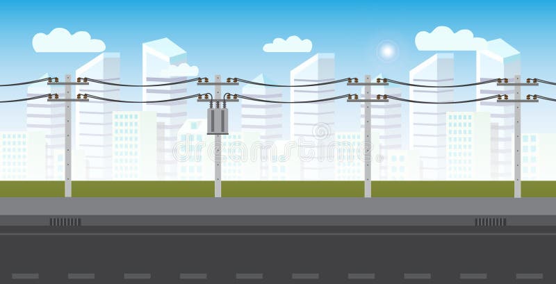 White Banner of Electric Power Transmission, High Voltage Power Lines ...