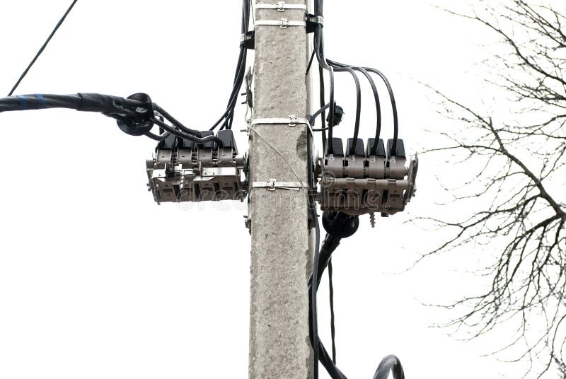 Electric Pole with Attachments Stock Photo - Image of pillar, watts ...
