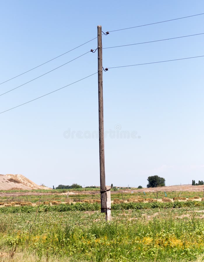 Electric Pole on the Background of Blue Sky Stock Image - Image of ...