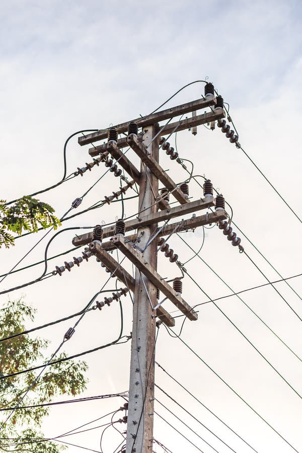 Electric Pole on the Background of Blue Sky Stock Image - Image of ...