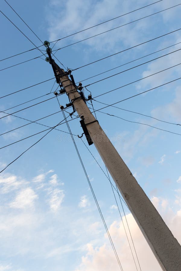 Electric Pole on the Background of Night Sky Stock Photo - Image of ...