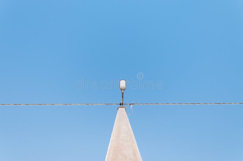 Electric Pole on Blue Sky Background during Sunrise Stock Photo - Image ...