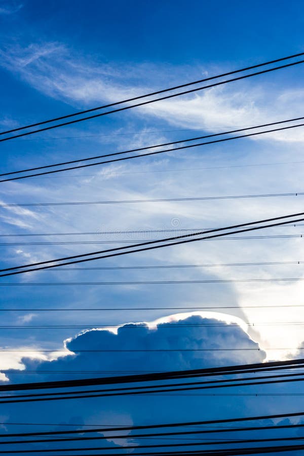 Electric Pole with Blue Sky and Clouds Stock Image - Image of ...