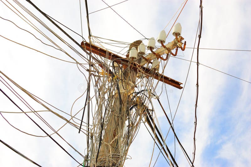 Electric Pole stock image. Image of bundled, fuse, coil - 46240835