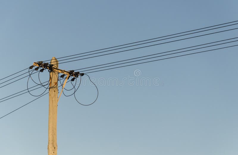 Electric Pole with Cable and Loops Stock Image - Image of cable, wire ...