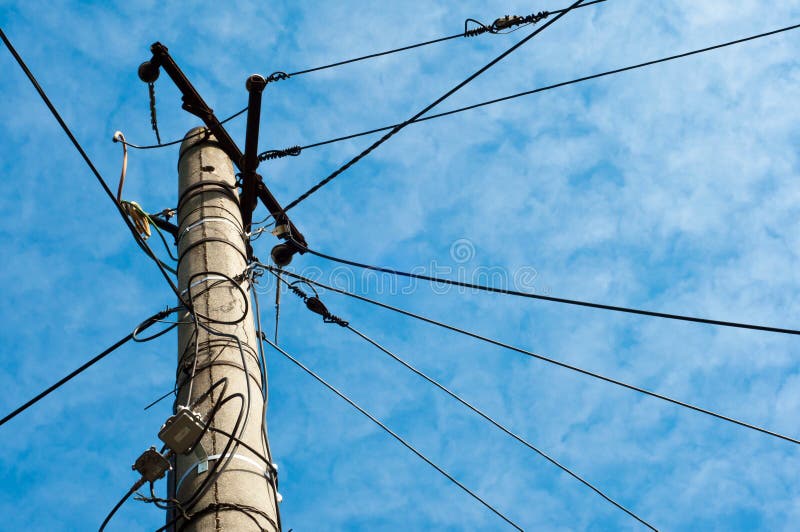 Electric pole with cables stock image. Image of engineering - 29600587