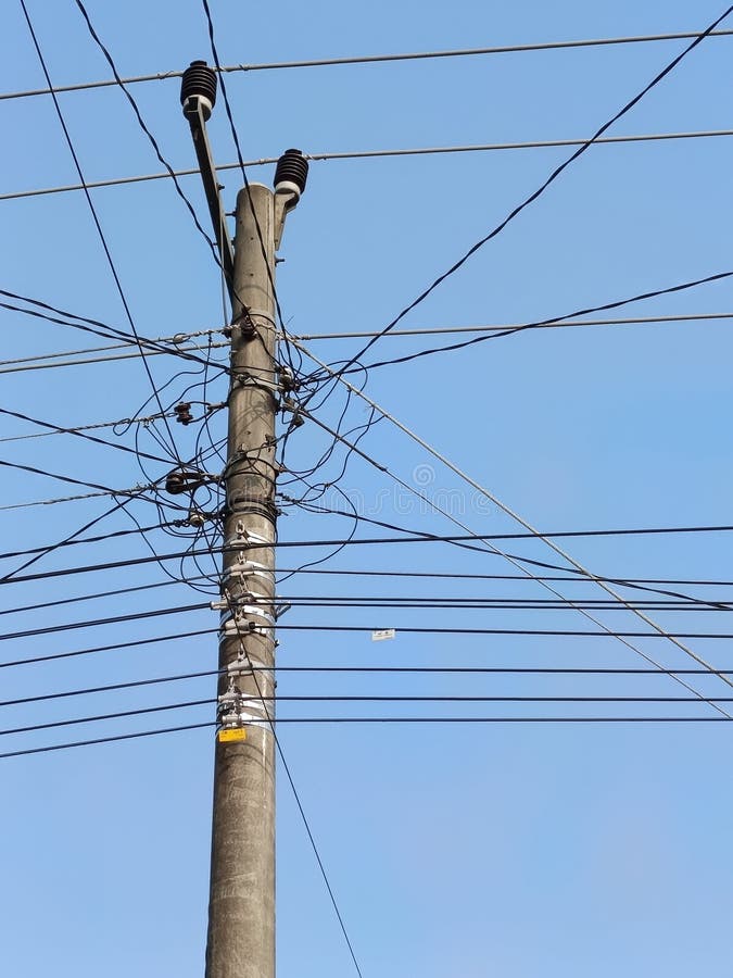 Electric pole cables stock image. Image of complicated - 325080219