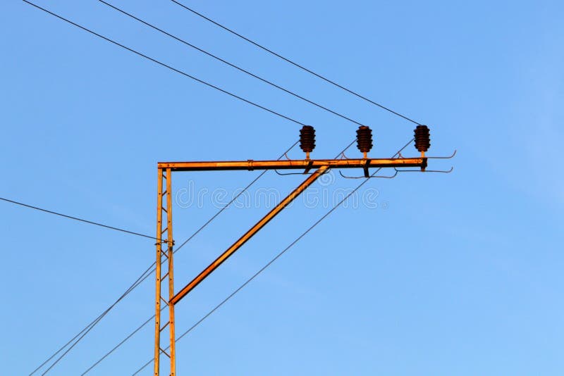 Electric Pole with Insulators and Wires through Which Current Flows ...