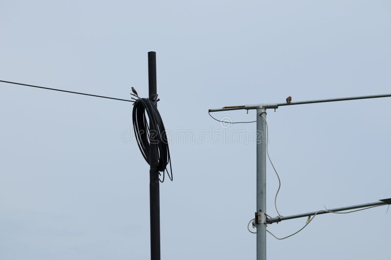 An Electric Pole with the End of the Electric Cable Rolled Up To ...
