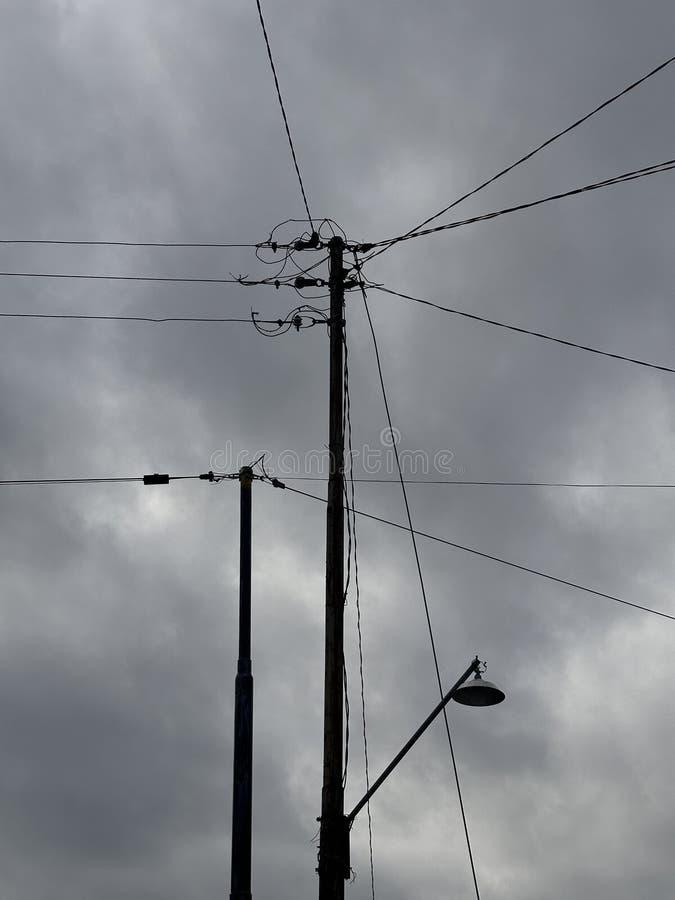Electric Pole in Front of the House Stock Image - Image of industrial ...