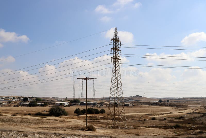 Electric Pole with Insulators and Wires through Which Current Flows ...