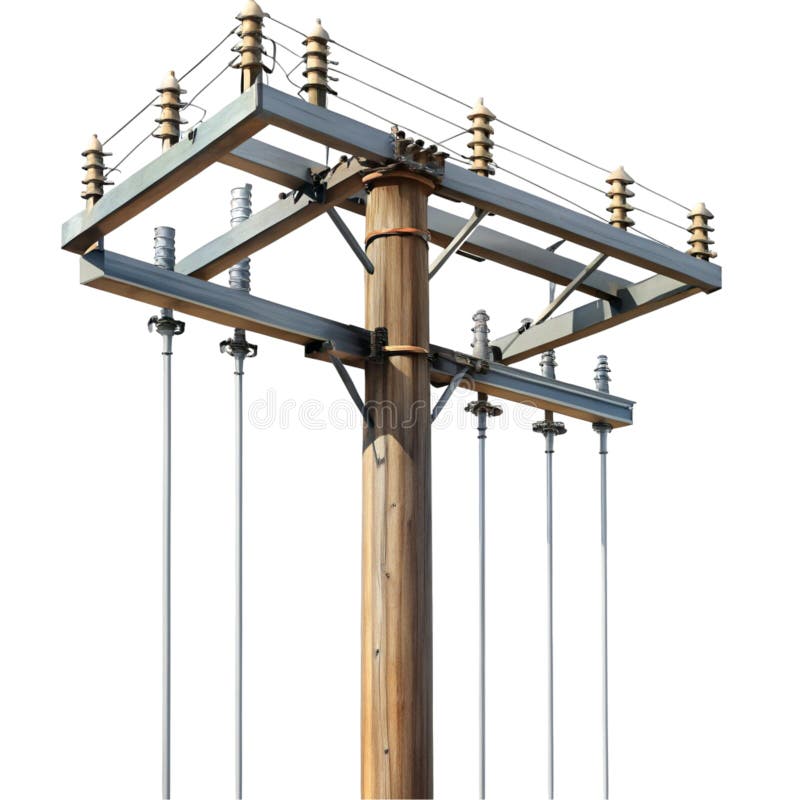 Electric Pole Isolated on Transparent Background Stock Illustration ...