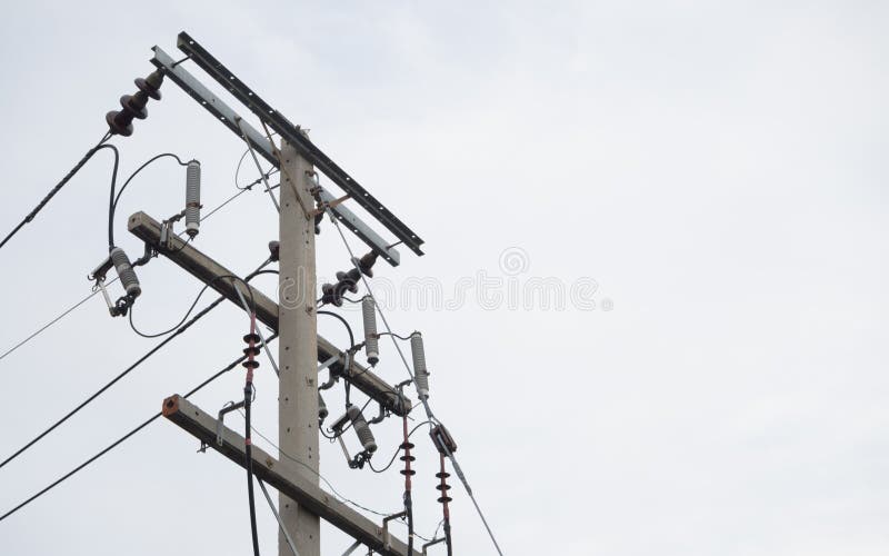 Electric pole and line stock image. Image of construction - 75806687