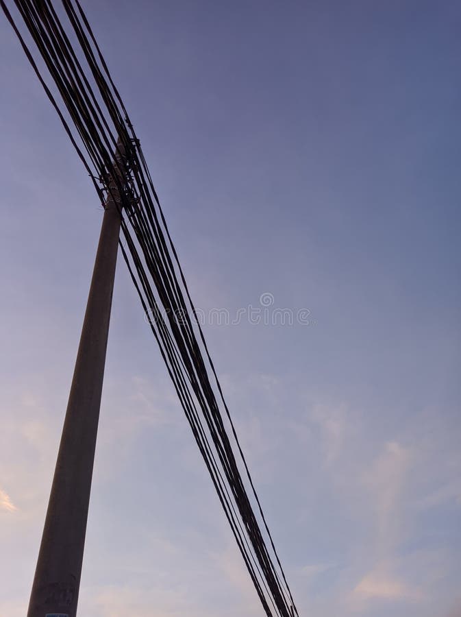 An Electric Pole with Lots of Wires Stock Photo - Image of wires, pole ...