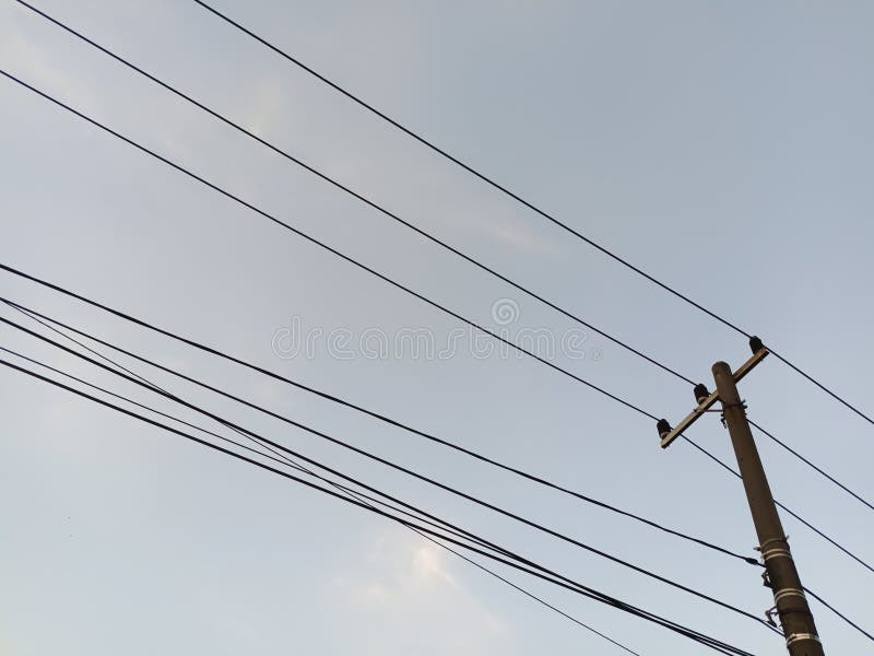 Electric Pole with Many Cables Stock Photo - Image of pole, electric ...
