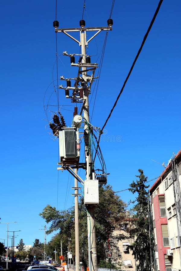 Electric Pole with Transformer and Wires Editorial Photography - Image ...