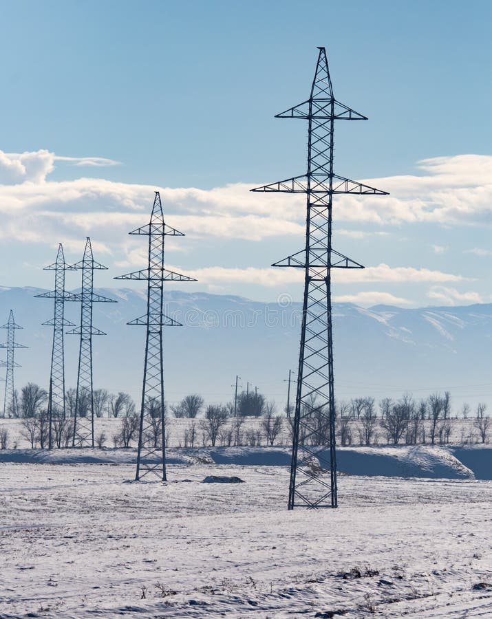 Electric Pole in Nature in Winter Stock Image - Image of outdoors ...