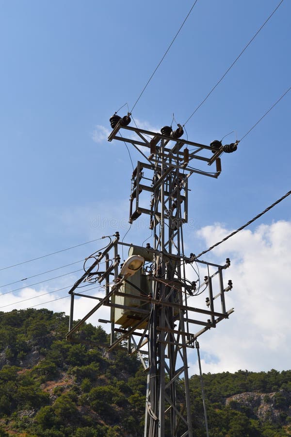 Electric Pole for Power Distribution. Turkey Stock Image - Image of ...