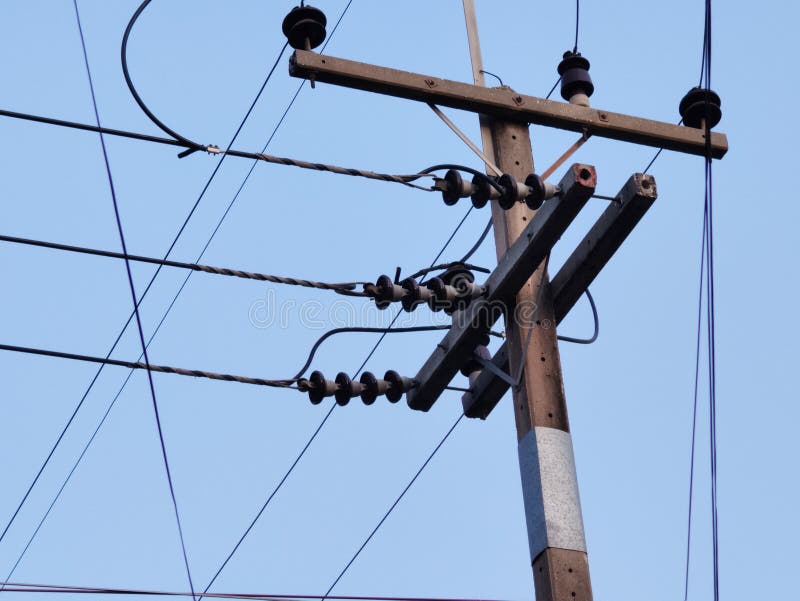 Electric Pole with Power Lines and Wires Stock Photo - Image of energy ...