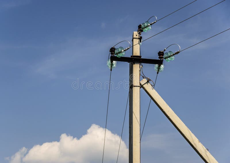Electric Pole Power Lines and Wires Stock Photo - Image of ...