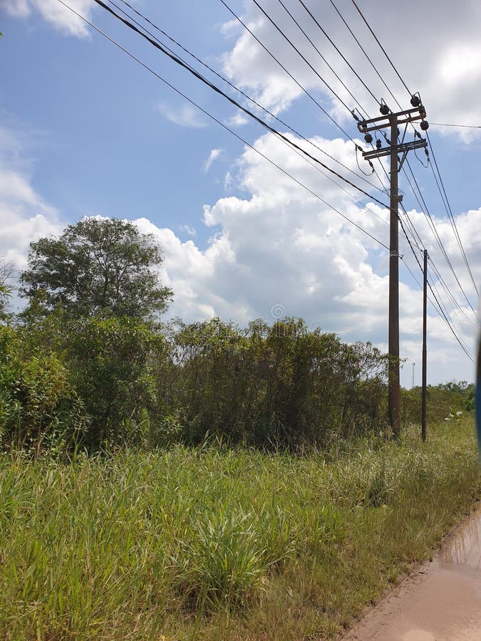 Electric Pole on the Side of the Road Stock Photo - Image of pole ...