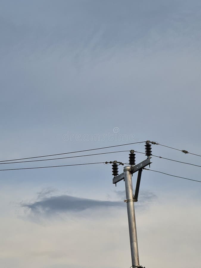 Electric Pole on the Side of the Road Stock Image - Image of mast ...