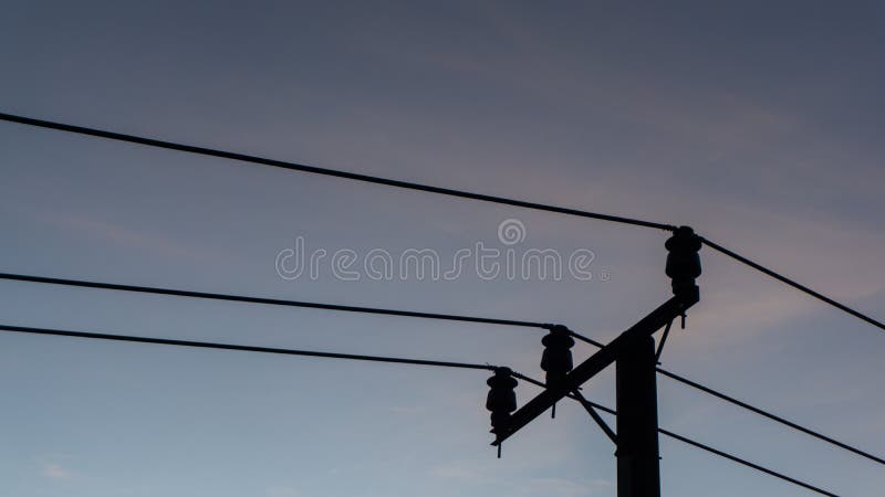 Electric Pole Silhouette at Sunset Stock Image - Image of power ...