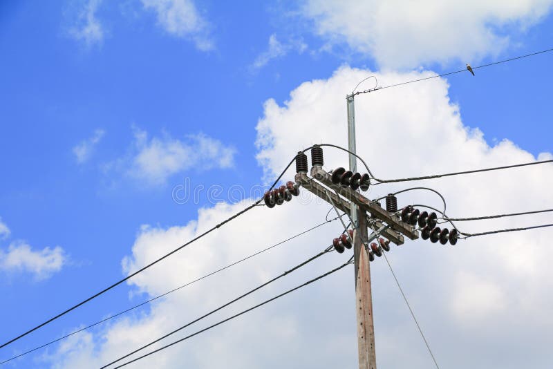 Electric Pole Standing on Sky Background Stock Image - Image of ...