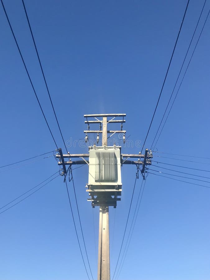 Electric Pole with Transformer. Stock Photo - Image of lamp, azure ...