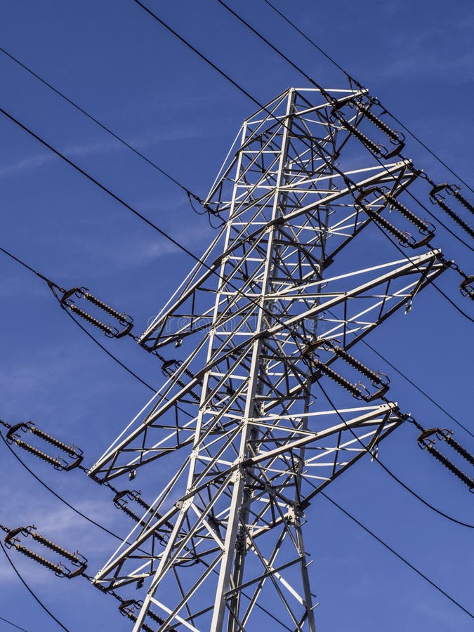Electric Pole of the Voltage Line Stock Photo - Image of wire, volt ...