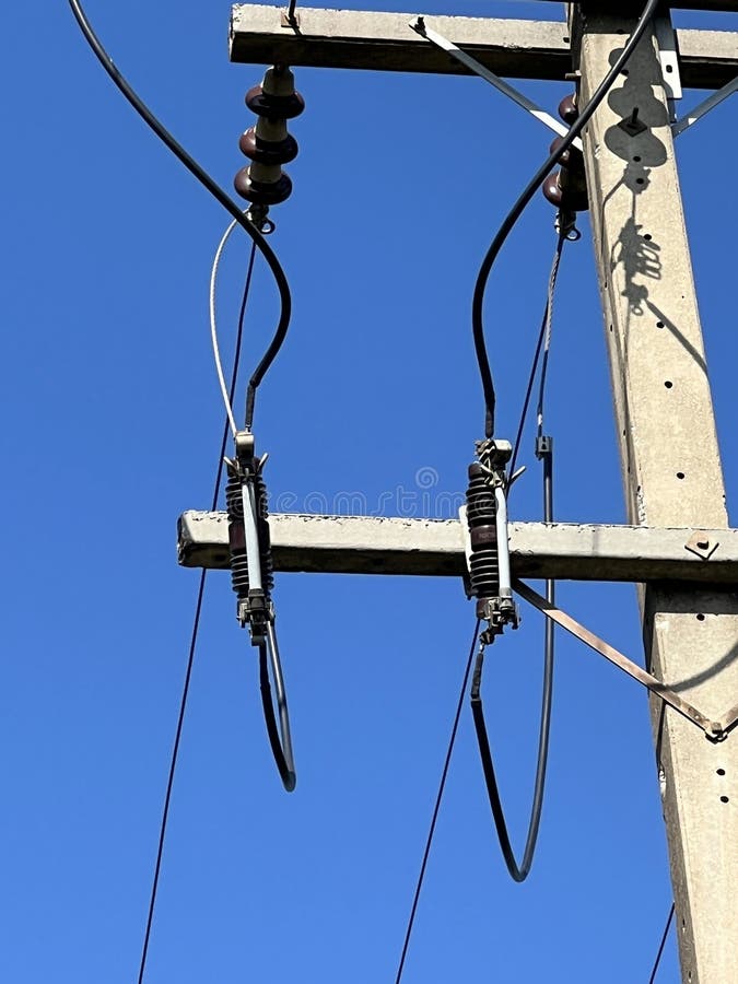 Electric Pole with Electric Wires Stock Image - Image of technology ...