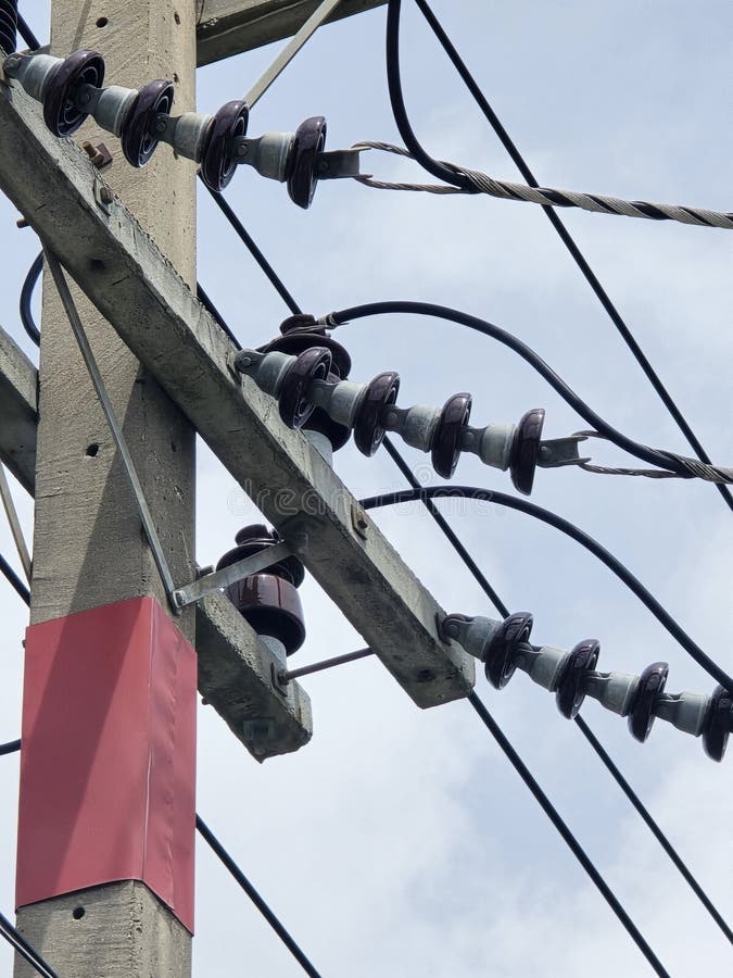 Electric pole with wires stock photo. Image of voltage - 335674604