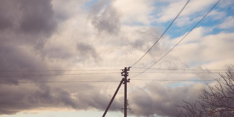 Electric Pole. the Wires are in the Form of a Triangle Stock Image ...