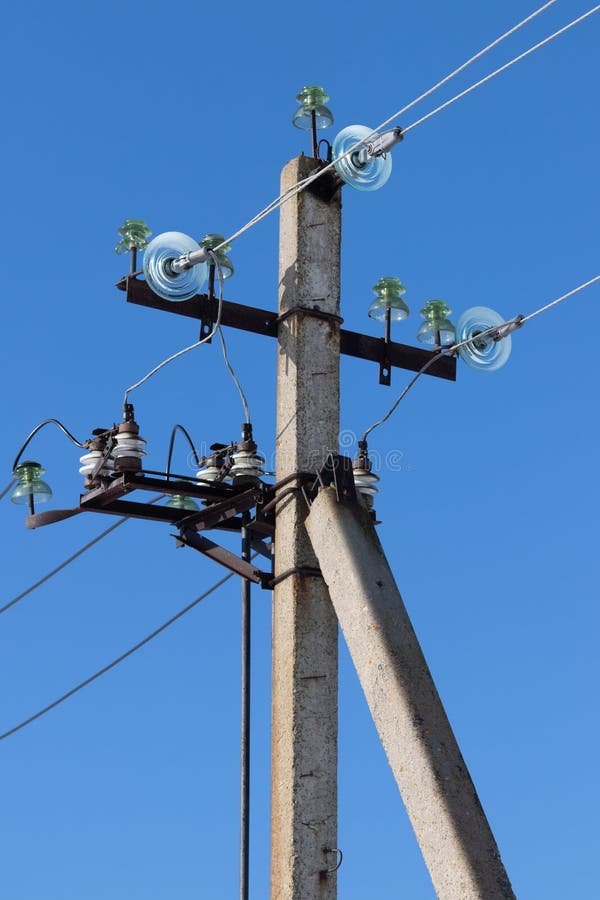 Electric Pole with Wires and Power Equipment Stock Image - Image of ...