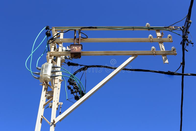 Electric pole and wires stock image. Image of insulator - 139575309