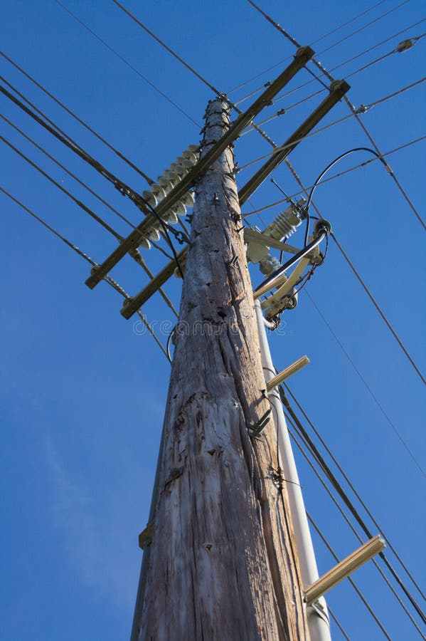 Electric pole stock image. Image of three, voltage, connection - 45699265