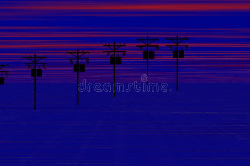 Electric Poles in Abstract Blue Landscape 3d Rendering Stock ...