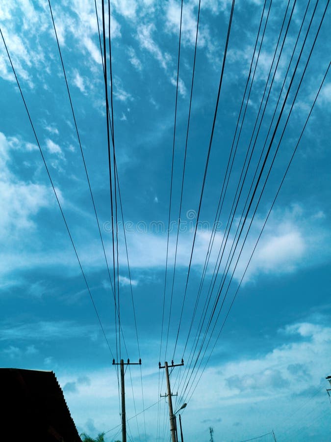 Electric Poles Stand Tall with Sunny Weather Stock Image - Image of ...
