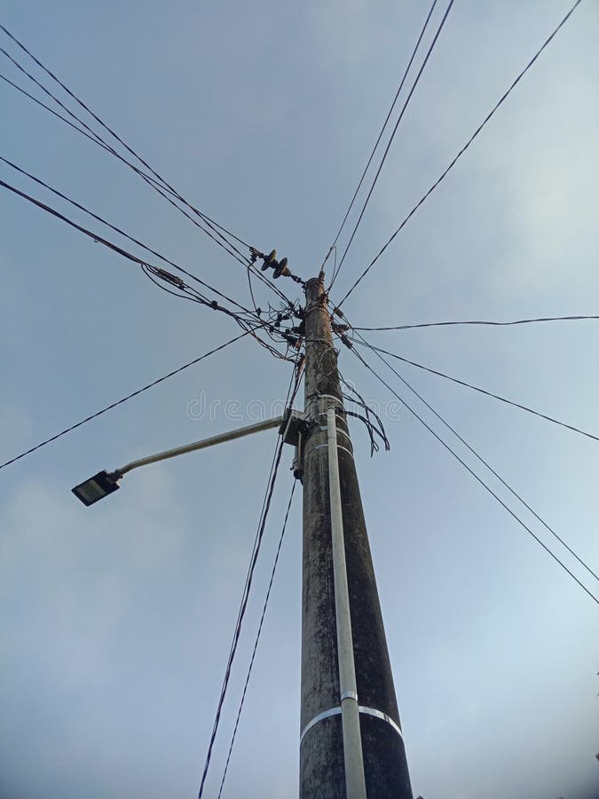 Electric Poles and Various Cables and Street Lights Stock Photo - Image ...