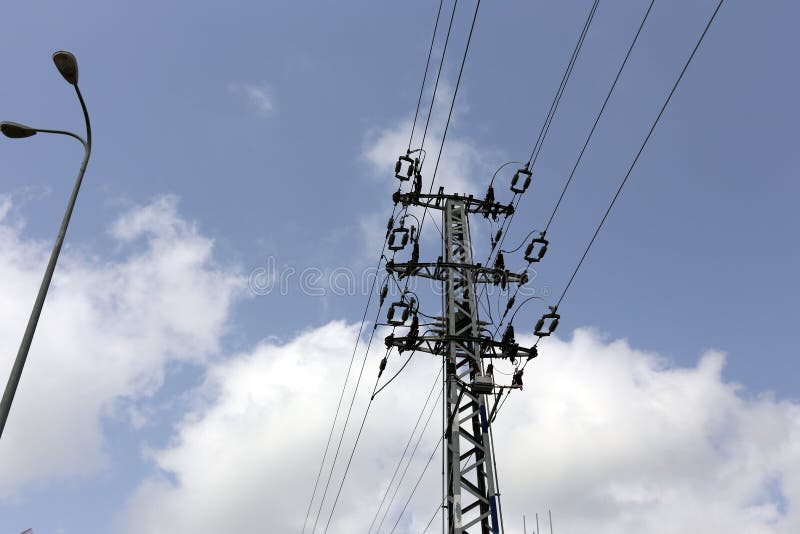 Metal electric pole stock image. Image of flows, earth - 126137457