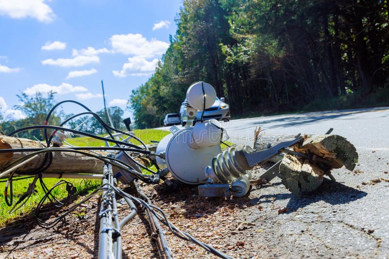 Electric Poles Wires Were Broken by Storm Winds during a Strong Tornado ...