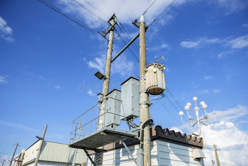 Electric post in Japan stock photo. Image of ampere - 159109130
