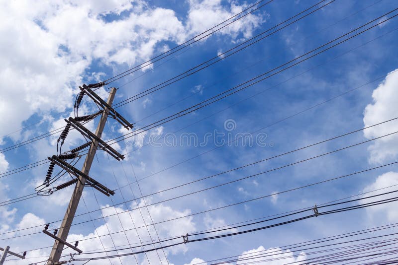 Electric post stock image. Image of post, energy, clouds - 73586329
